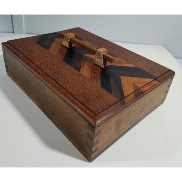 Handmade | Accents | Handmade Wood Inlay Keepsake Box W Dovetail Handle ...